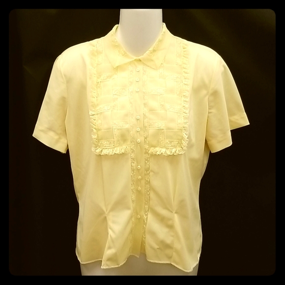 Lee Mar | Tops | Vintage 6s Butter Yellow Lace Yolk L Bust 40 | Poshmark